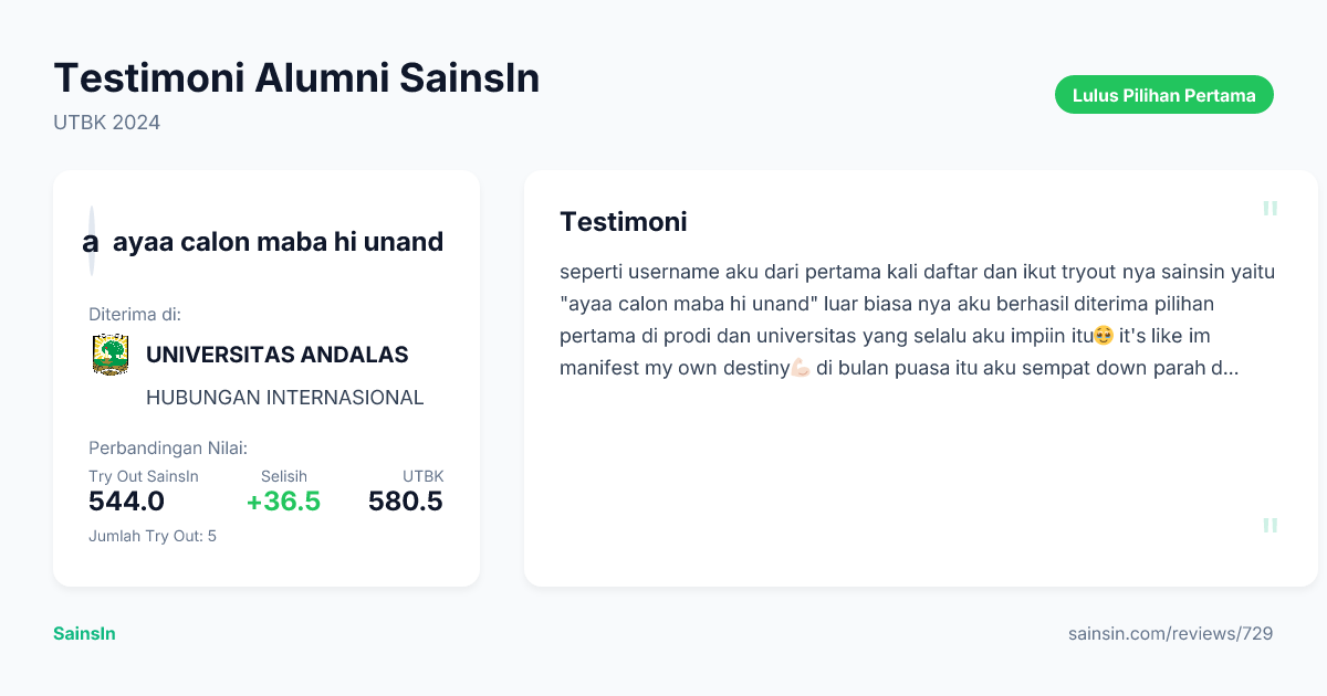 Cerita ayaa calon maba hi unand - UTBK 2024 | SainsIn